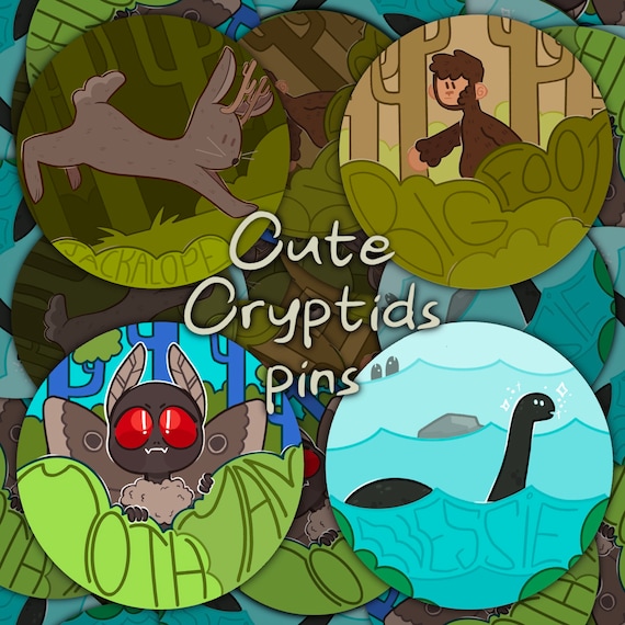 Cute Cryptids Pin Back Buttons - Etsy