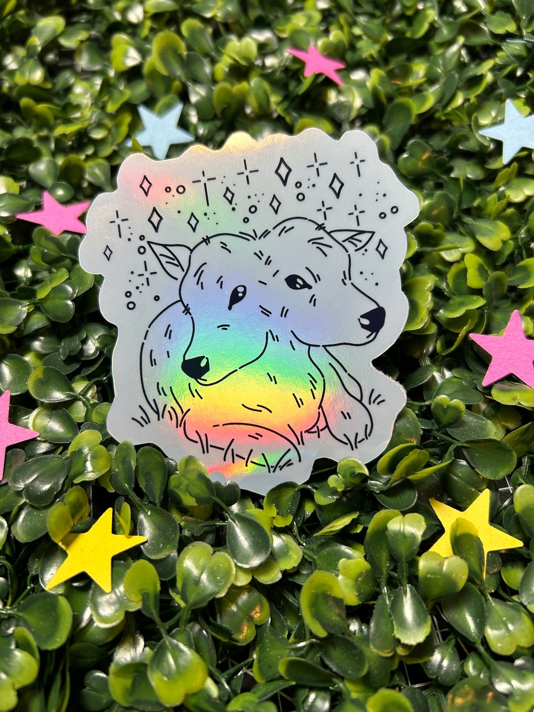 Holographic Two Headed Calf Glossy Vinyl Sticker - Etsy
