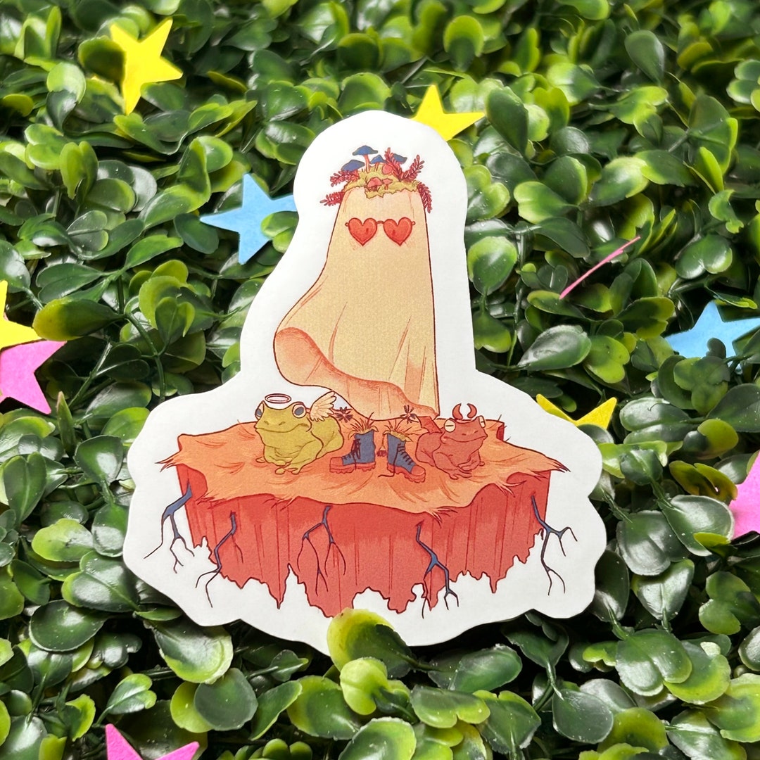 Ghost With Frogs Glossy Vinyl Sticker - Etsy