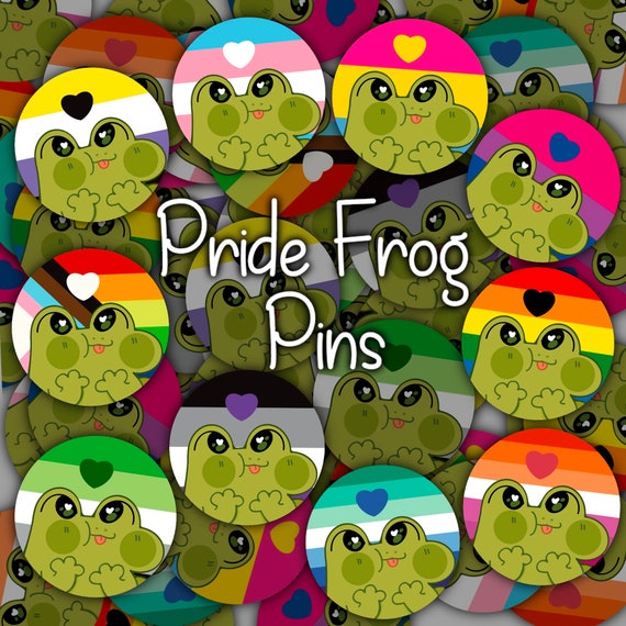 Pride Frog Pin Back Buttons | Etsy