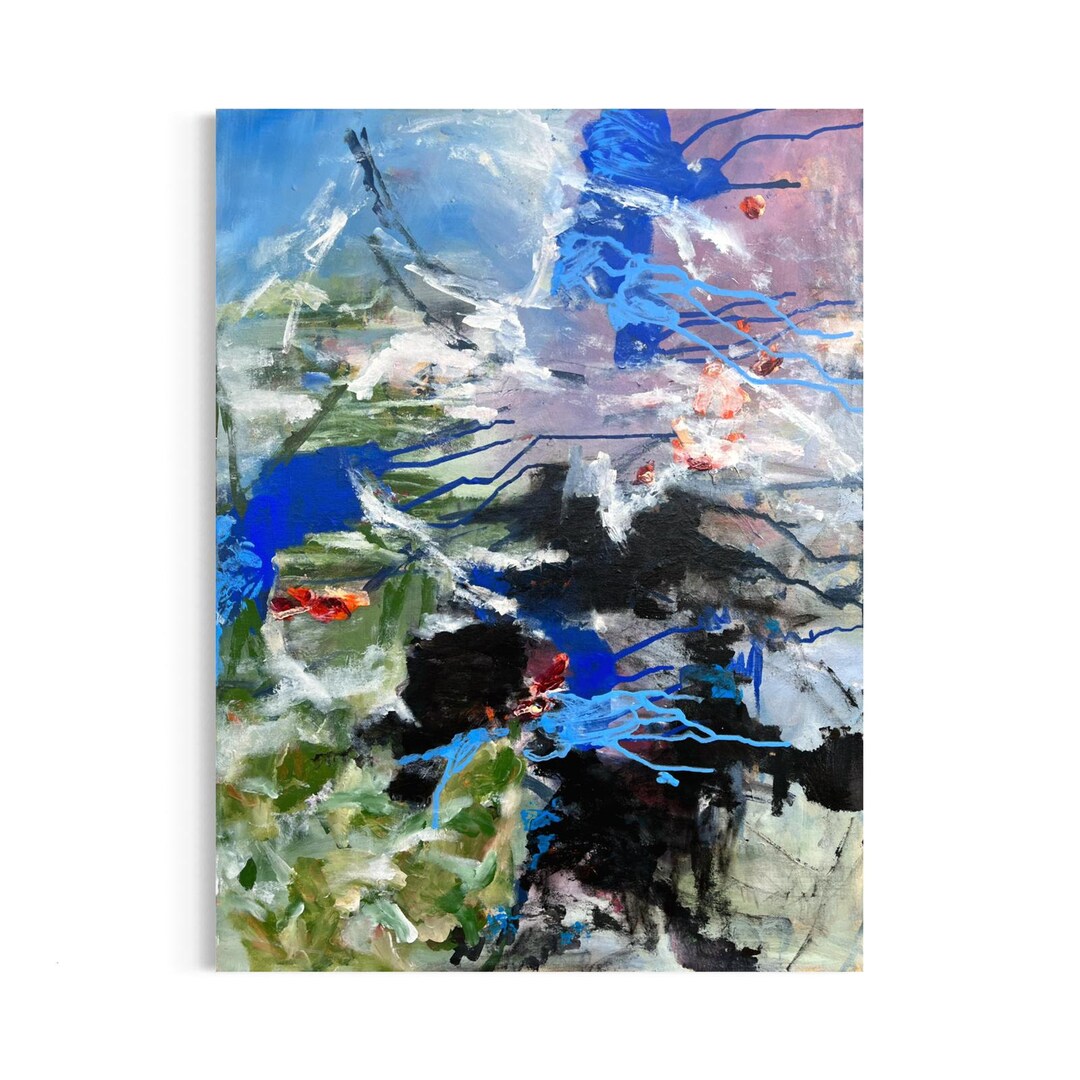 Acrylic Painting on Canvas, Blue Painting, Modern Abstract Painting ...