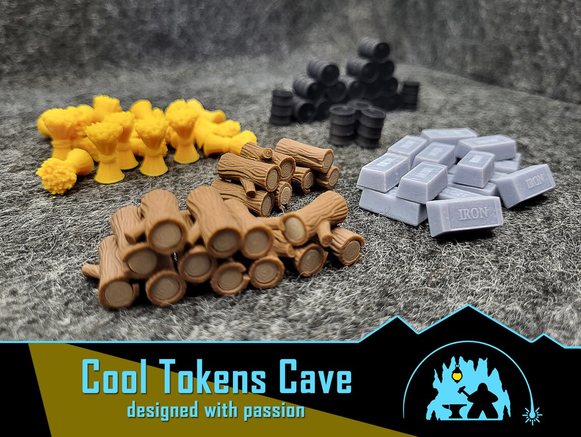 Realistic Resource Tokens Kit Compatible With Scythe Board Game (80 Pcs ...