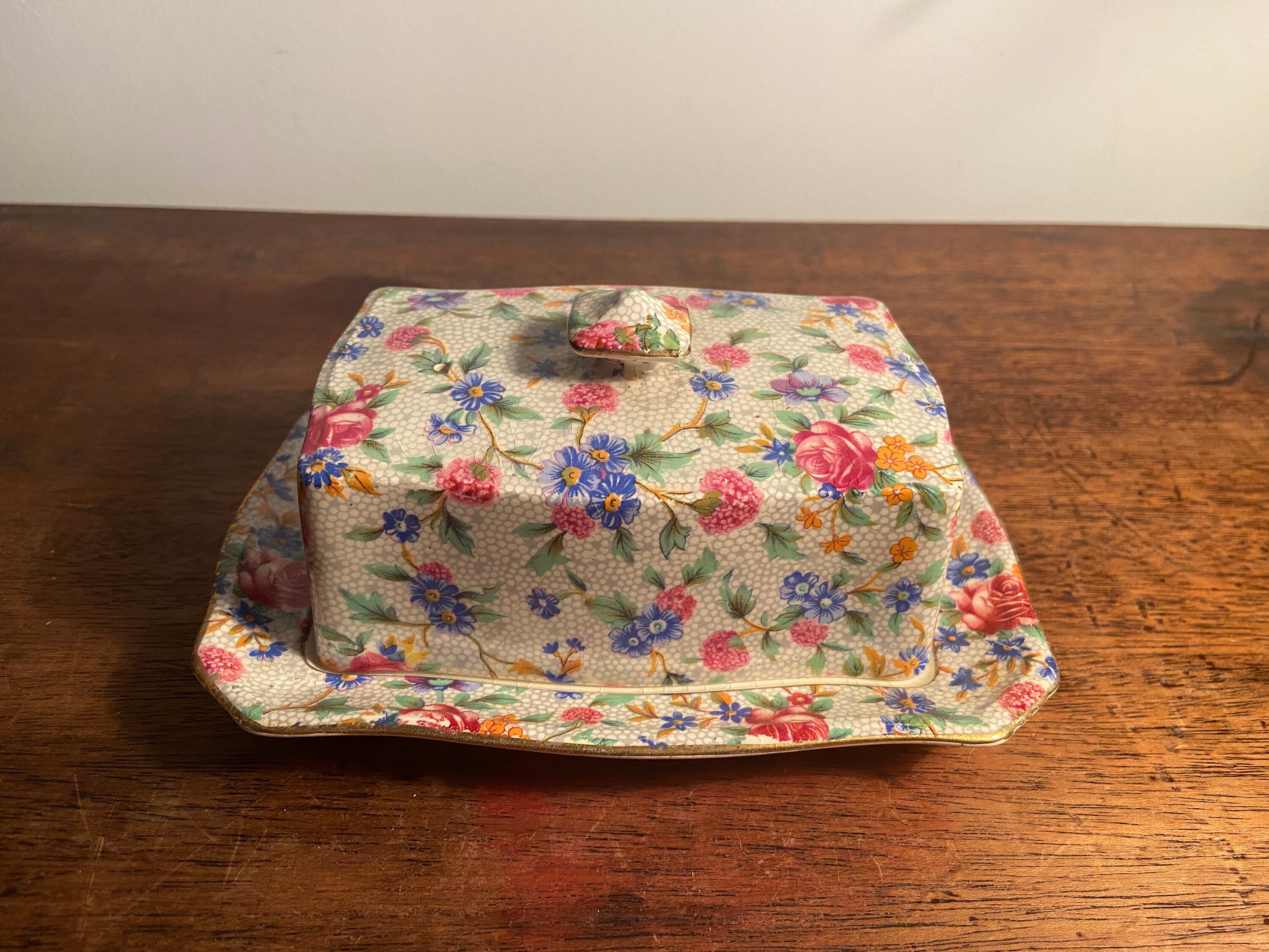 Royal Winton Grimwades Old Cottage Chintz Butter Dish - Etsy Canada