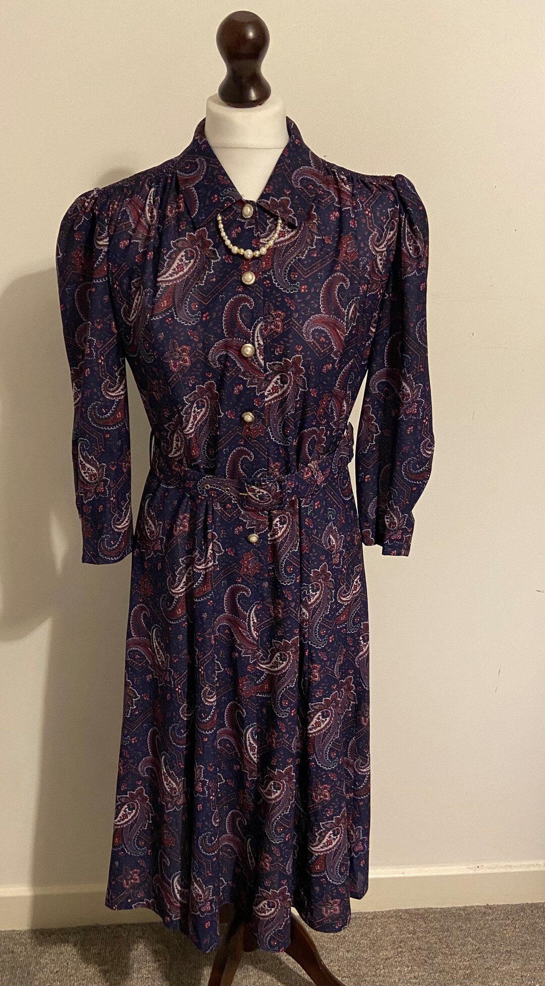 Vintage Debenhams Paisley Dress Size 12 - Etsy Canada