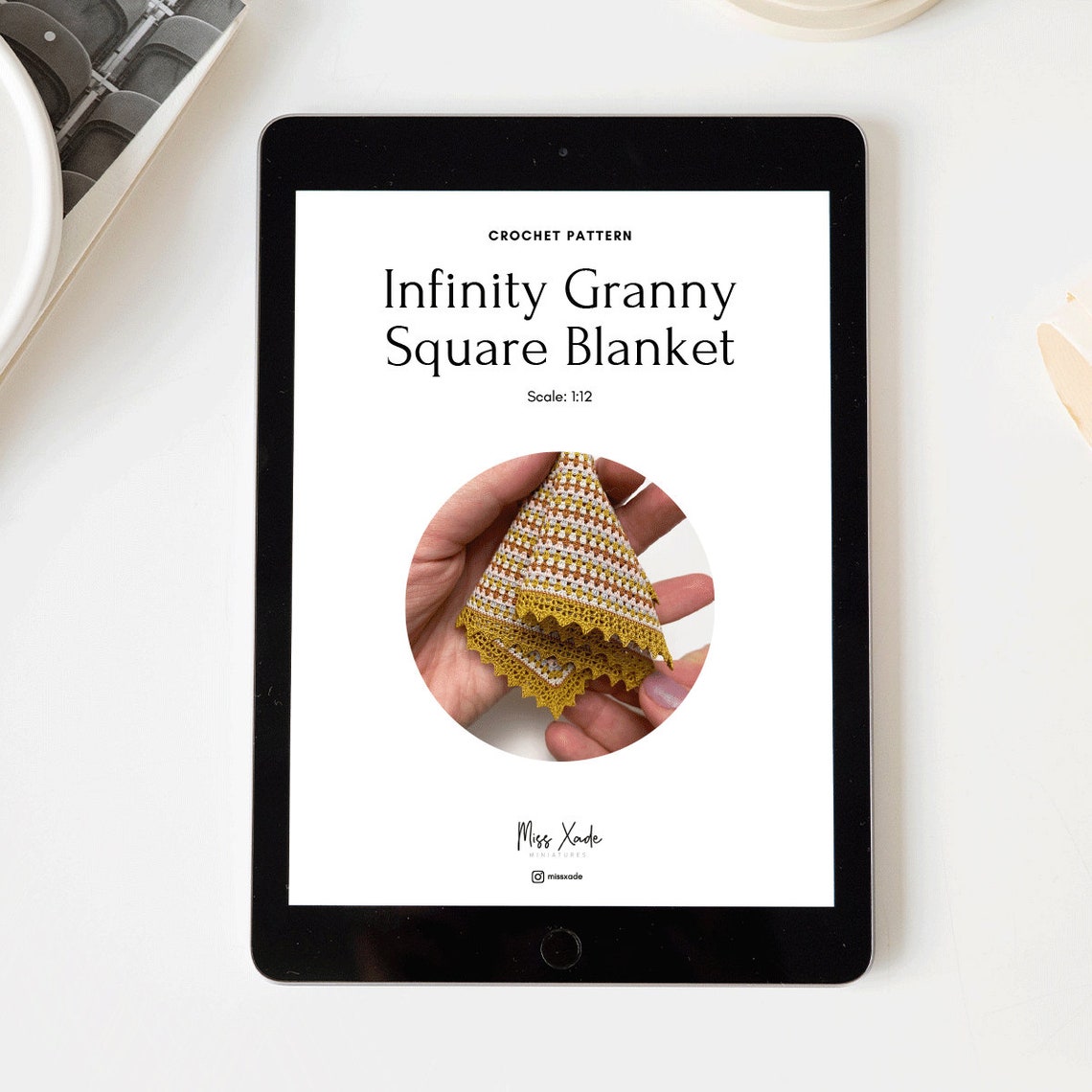 Infinity Granny Square Blanket | Micro Crochet PDF Pattern | Dollhouse ...
