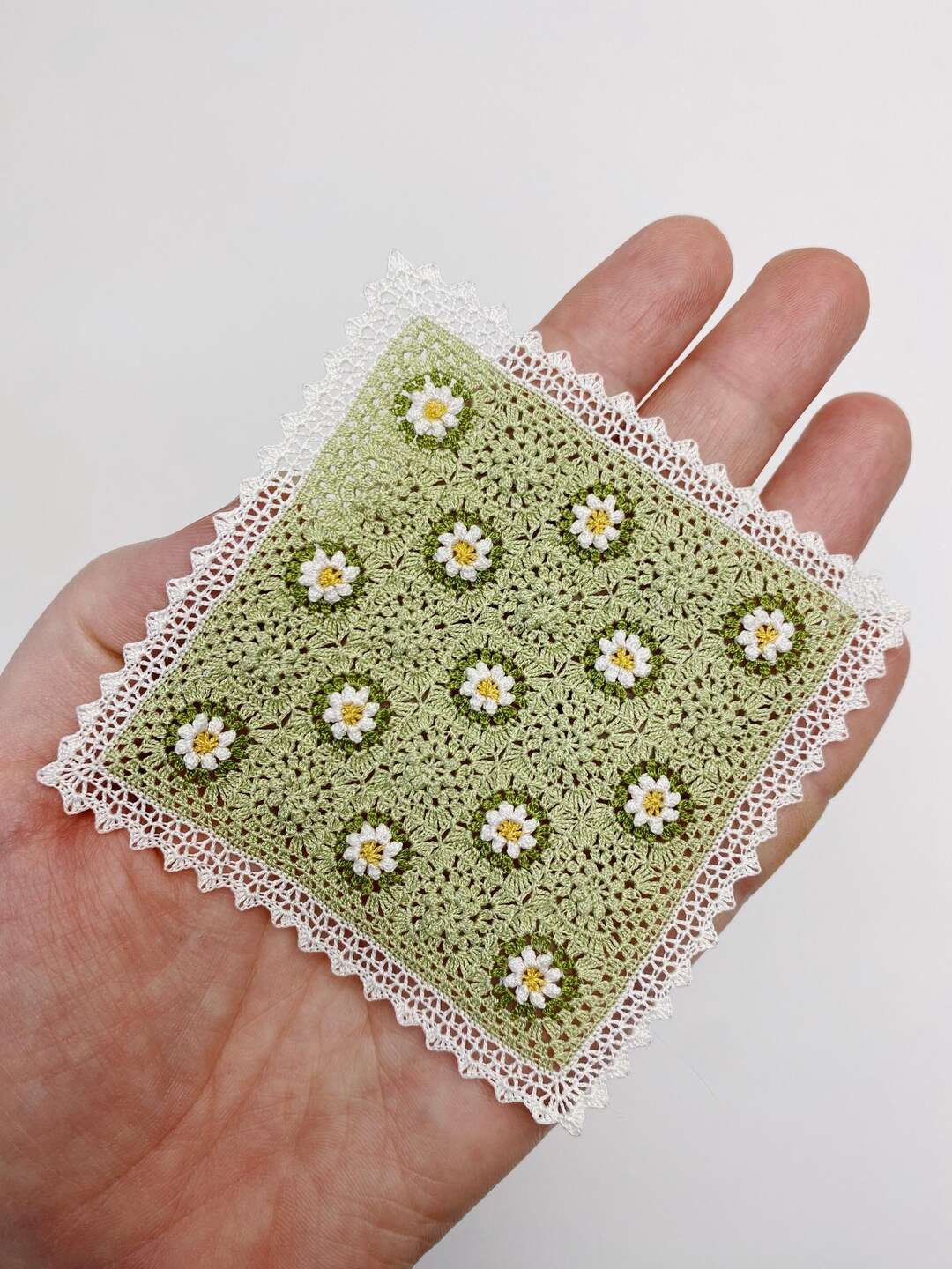 Miniature Baby Blanket 1:12 Scale - Hand-crocheted Floral Dollhouse ...