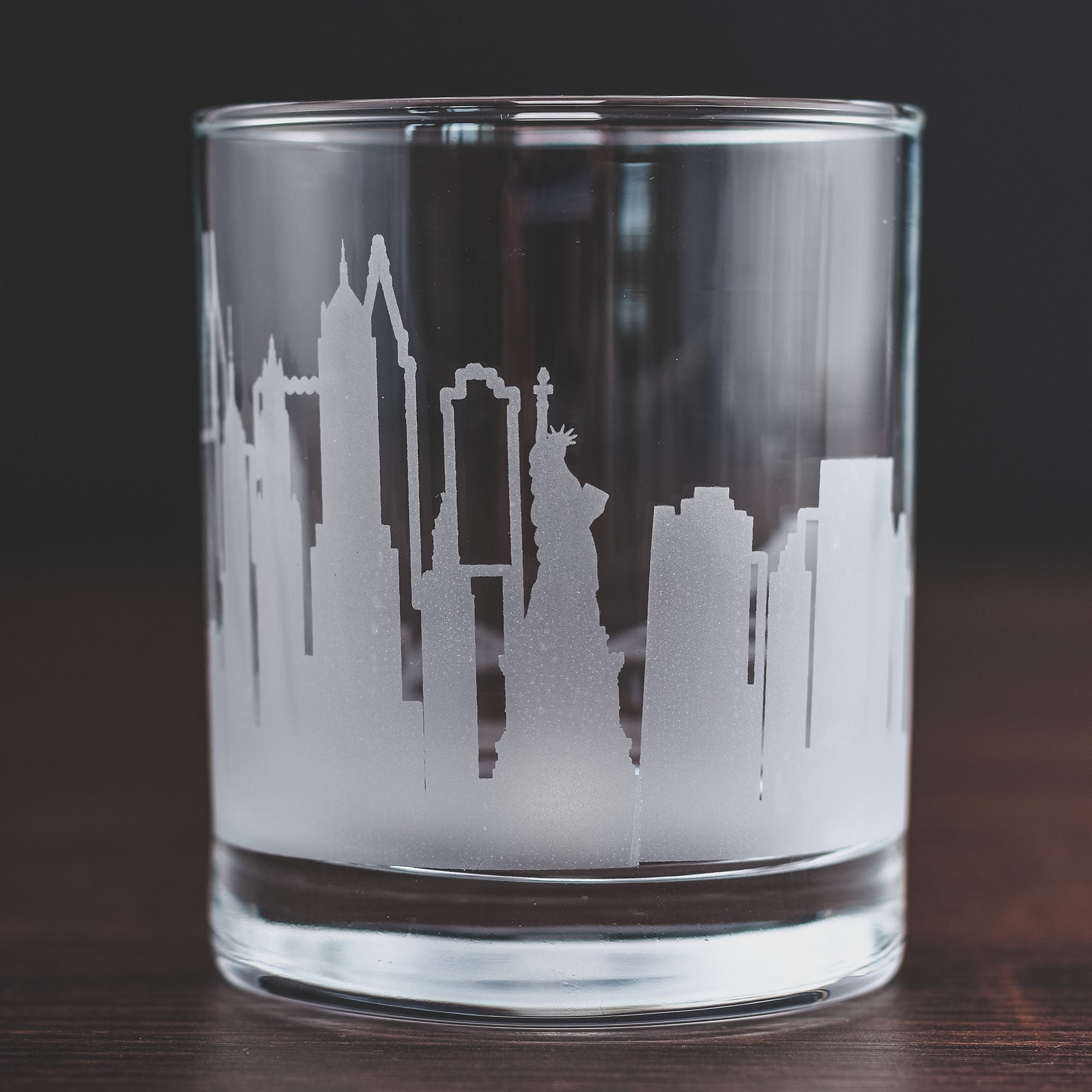 New York City Etched Skyline Whiskey Glasses Set Of 2 10 Etsy