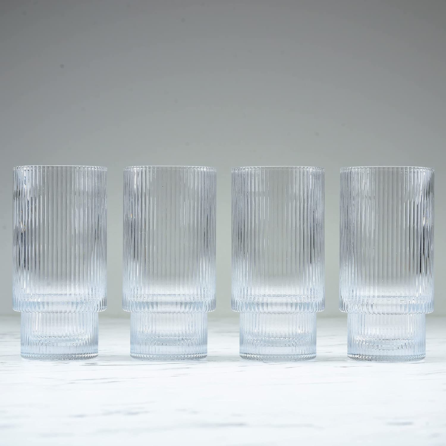 Ripple Drinking Glasses 12 Oz Modern Kitchen Glassware or - Etsy