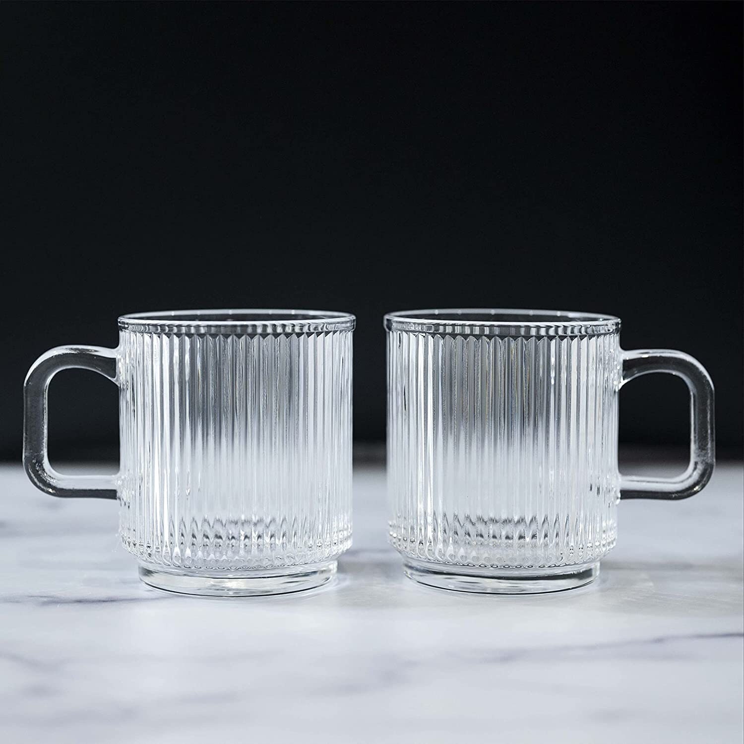 Ribbed Glassware Mugs Origami Style Glass Cups Set of 2 - Etsy