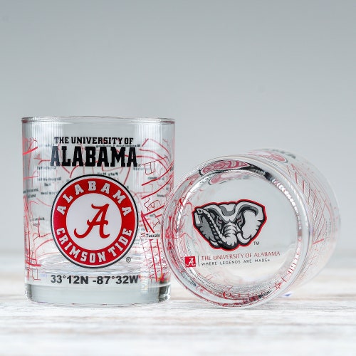 University of Alabama Whiskey/rock 2pc Drinking Glass Set - Etsy