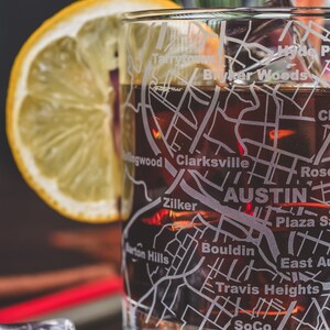 Austin Whiskey Glasses Etched With Austin Map set of 2 10 Oz Old ...