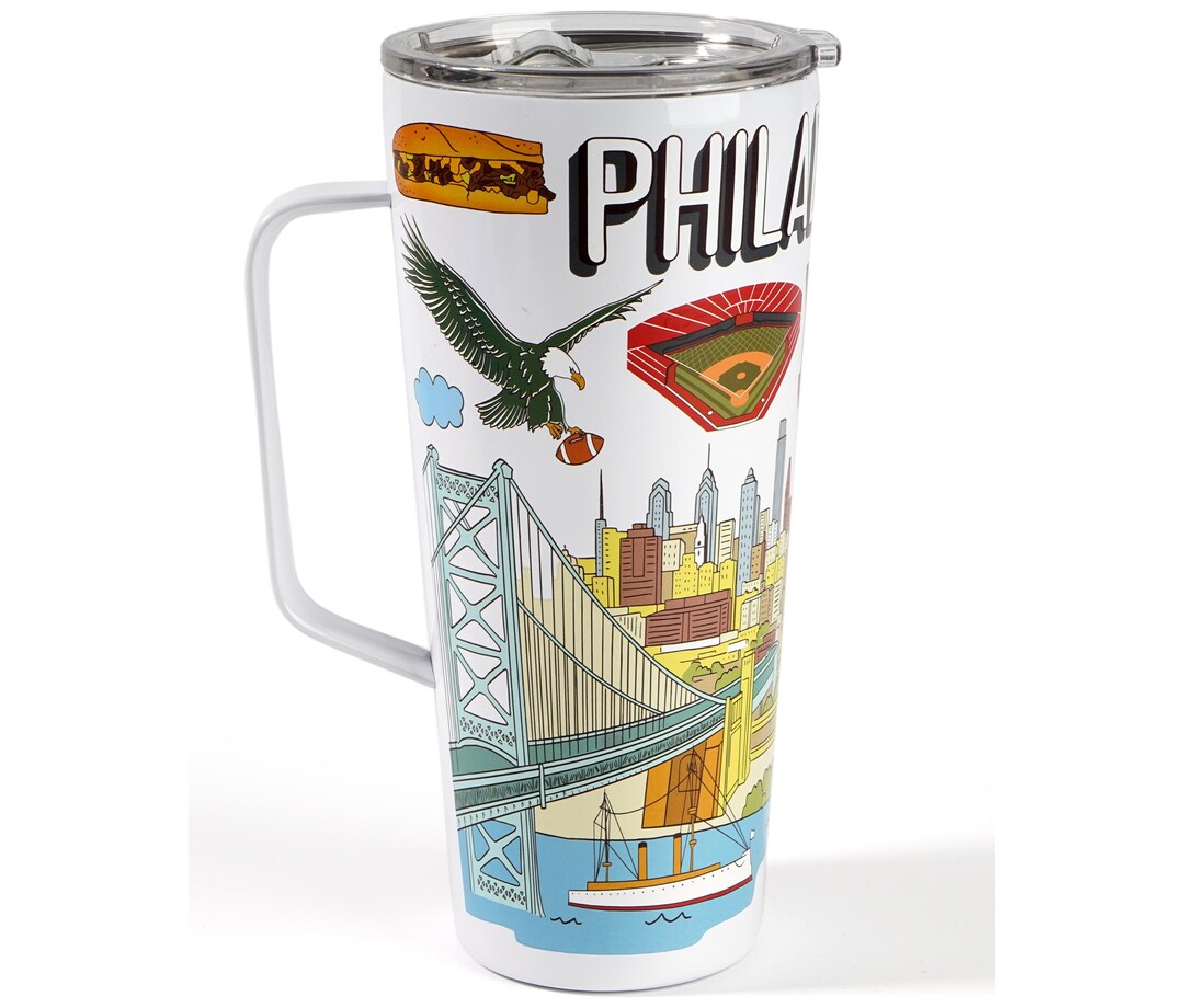 Philadelphia City Insulated Stainless Steel Tumblers With Lids & Handle ...