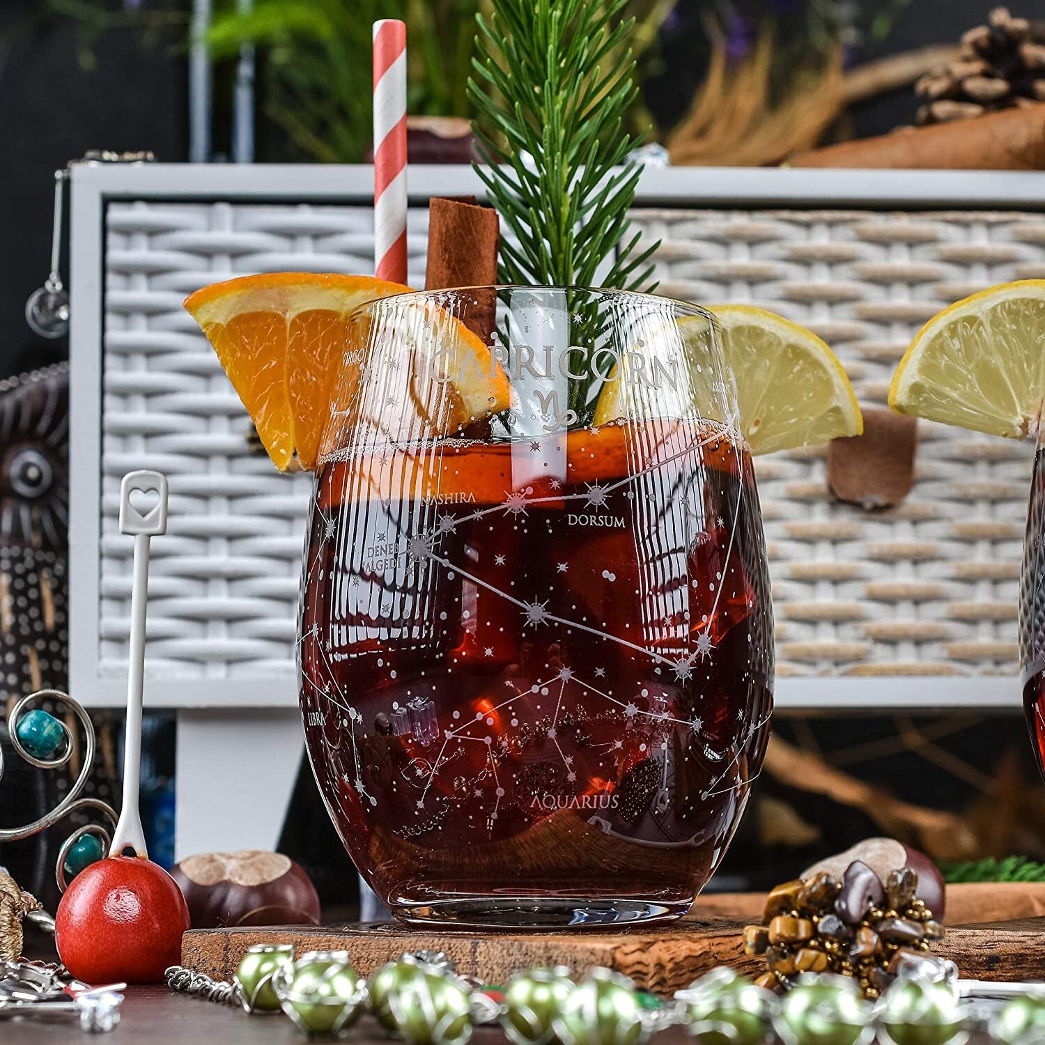 Capricorn Stemless Wine Glass Etched Zodiac Capricorn Gift - Etsy