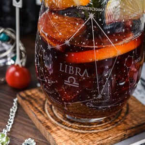 Libra Stemless Wine Glasses Zodiac Libra Set Hand Etched Astrology Sign ...
