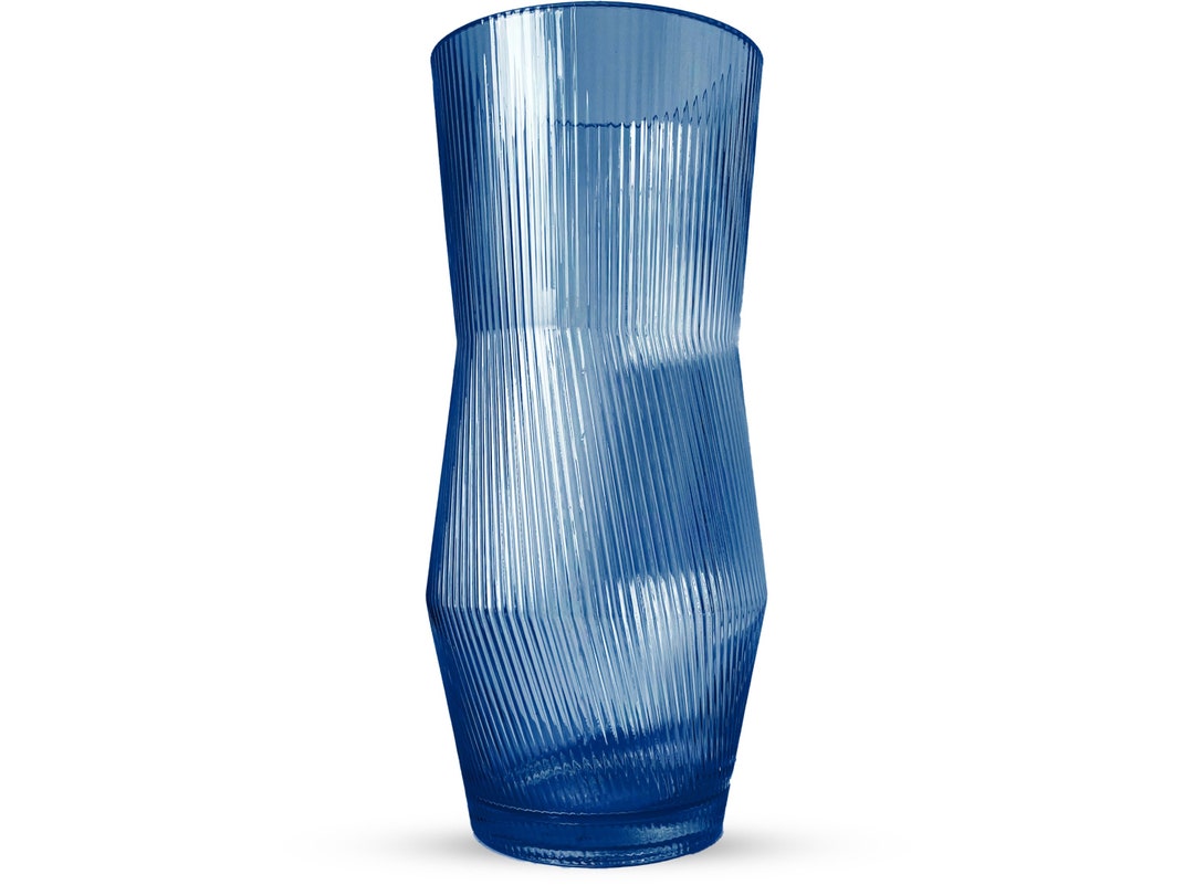 Ripple Vase Angled Custom 28 Cm Set of 1 Blue - Etsy