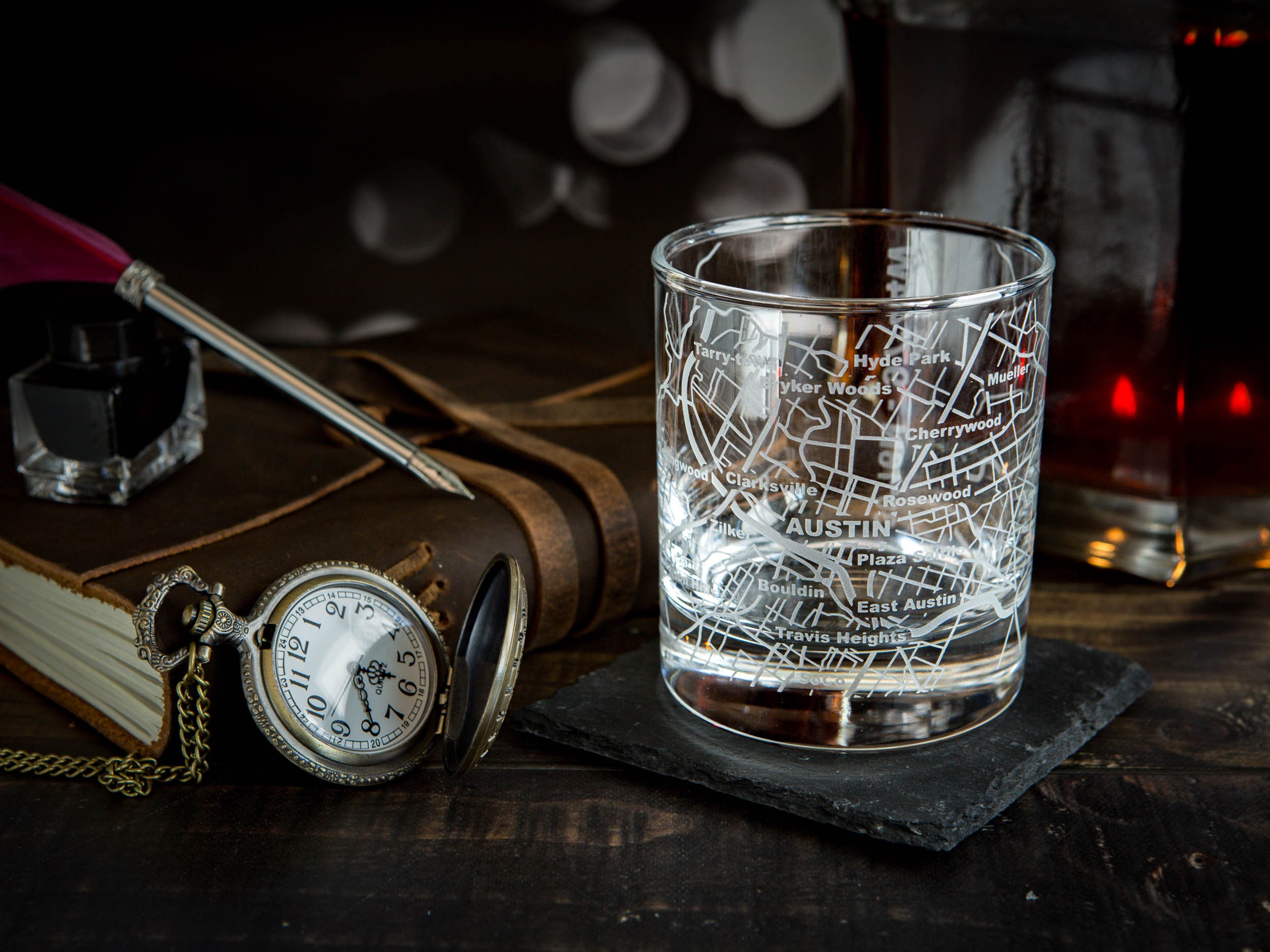 Austin Whiskey Glasses Etched With Austin Map set of 2 10 - Etsy