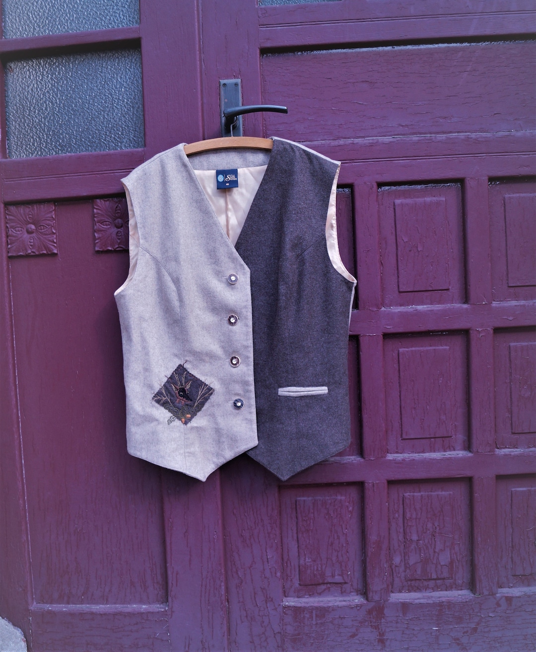 Funny True Vintage Costume Vest, Dirndl Vest in Beige Anthracite, Suit ...