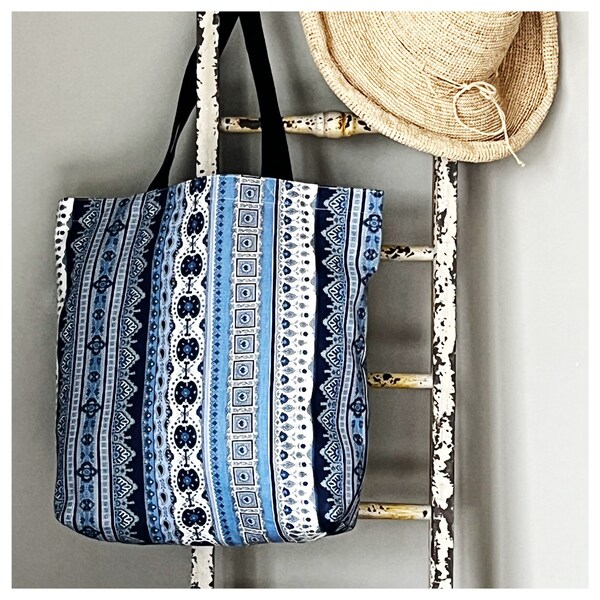 Blue Fabric Tote - Etsy