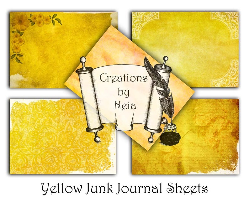10 Junk Journal Yellow Sheets Set Printable Paper Journal - Etsy