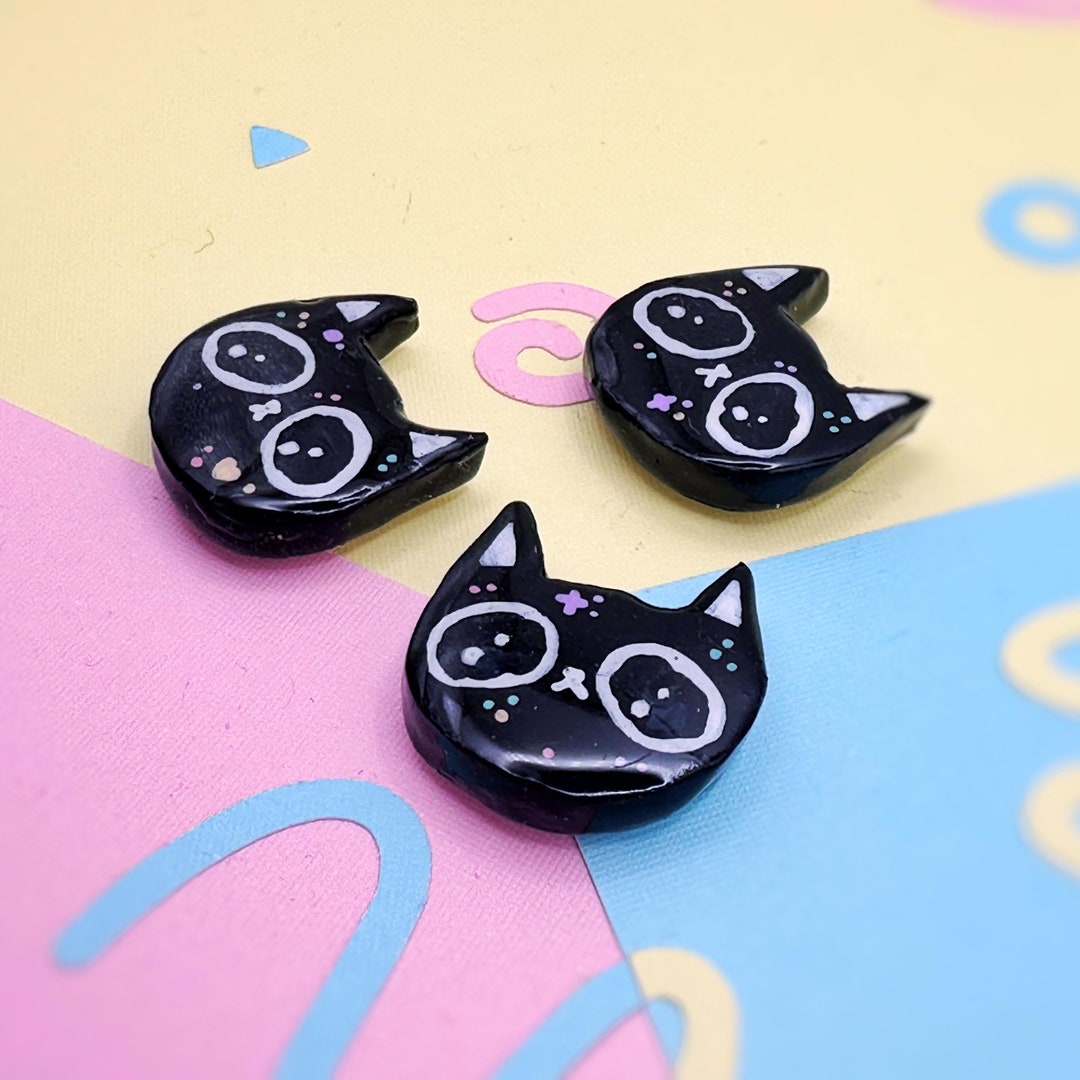 Spaced Out Cats Polymer Clay Magnets Cute Black Kitten Decor - Etsy