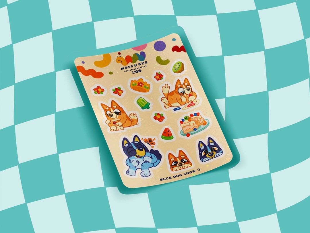 Blue Heeler Dog TV Show Holographic Sticker Sheet Cute Journal ...