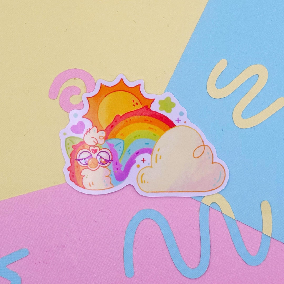 Long Furby Rainbow Sticker Large | 90s Nostalgia Toy Notebook, Journal ...