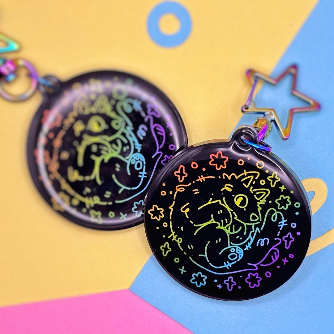 Interstellar Wolf | Rainbow Wolf Space 2" Keychain - Etsy
