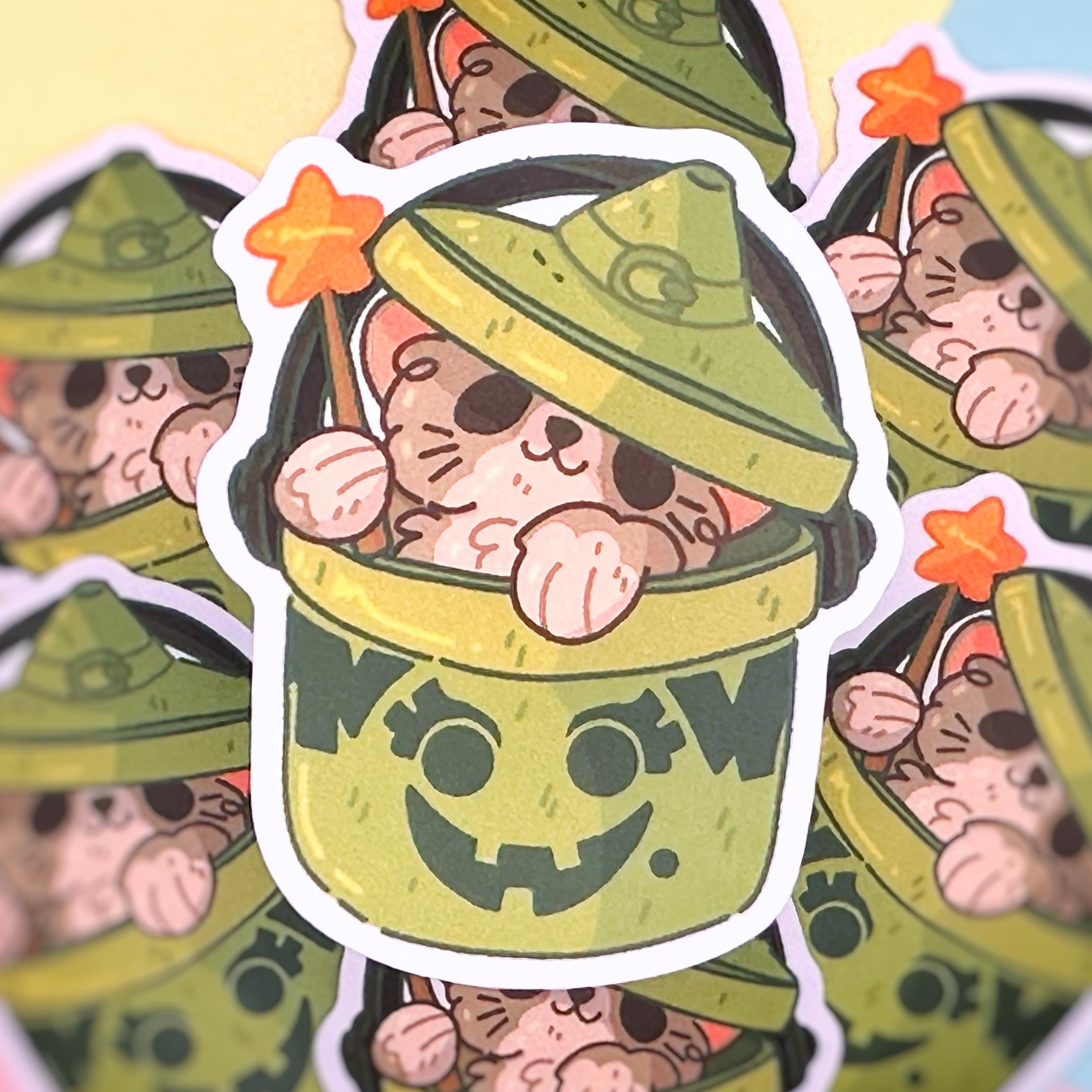Boo! Halloween Cat Bucket Stickers | Cute Halloween 90s Nostalgia ...