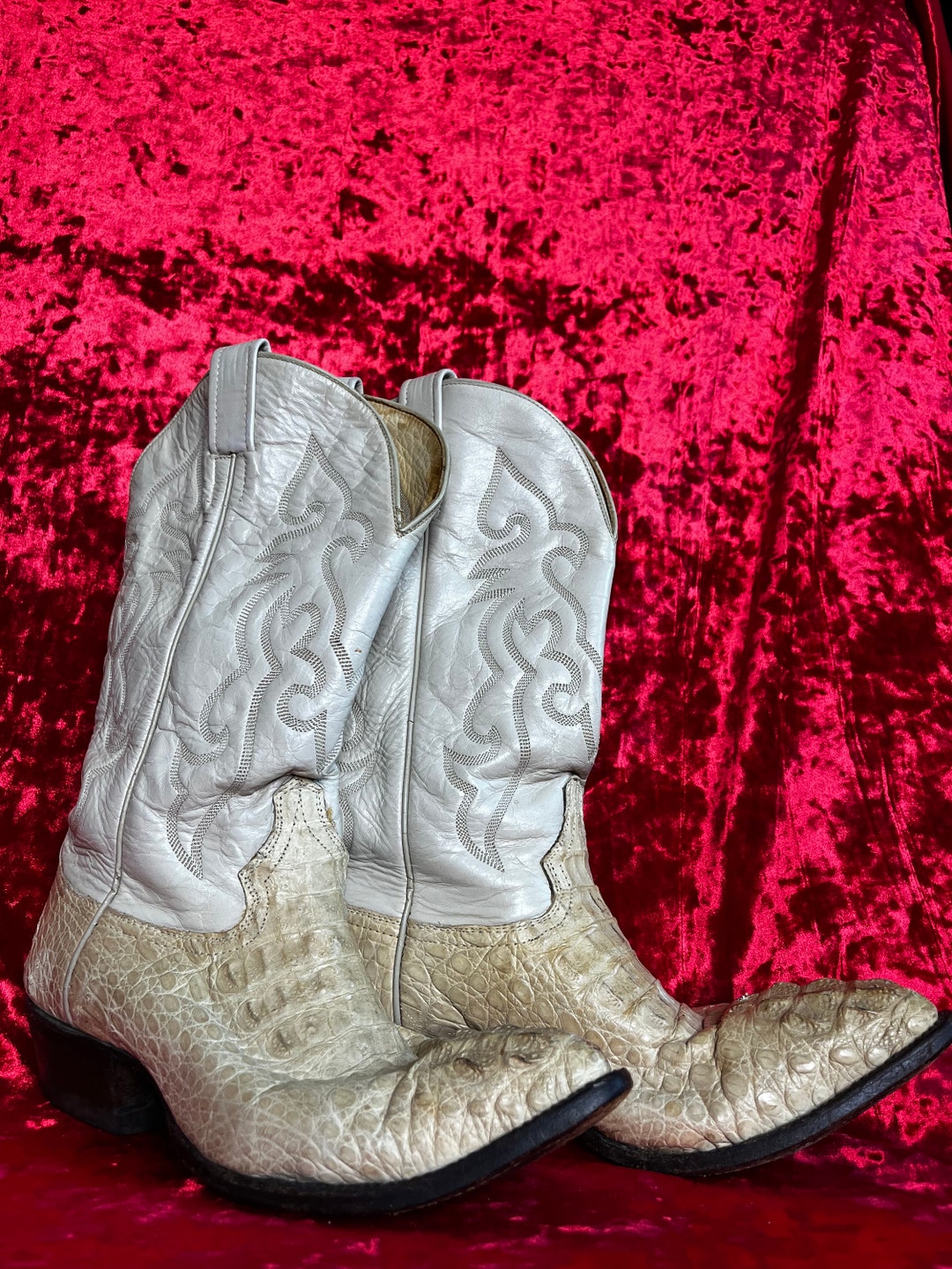 Creme Colored BBB Cowboy Boots - Etsy