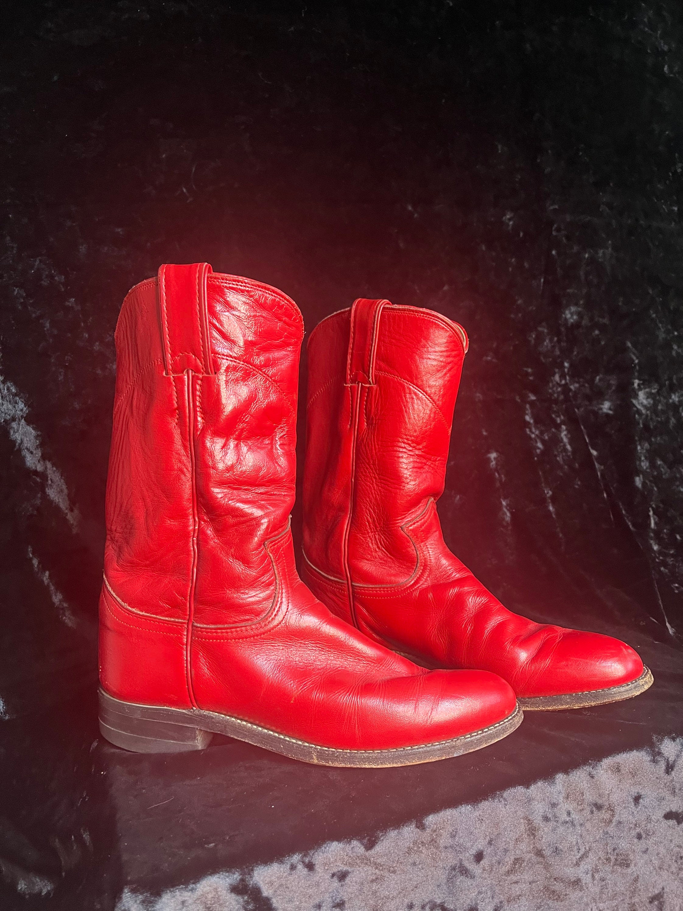 Vintage Red Justin’s Cowboy Boots. - Etsy