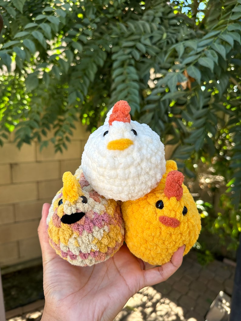 Crochet Chicken Plushie Small Mini Amigurumi Chickens Customizable - Etsy