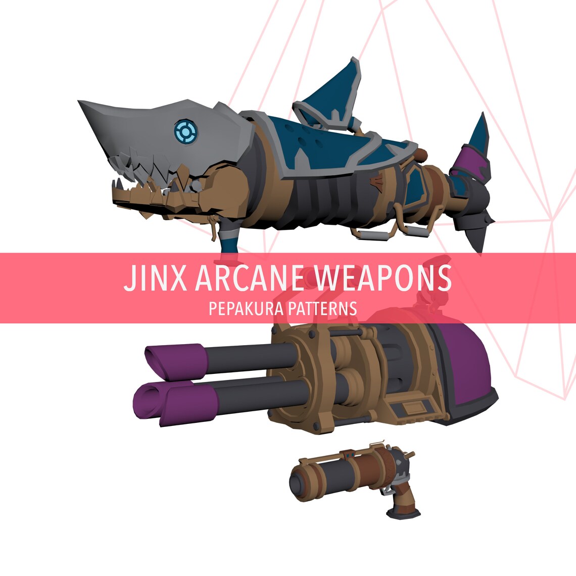 Jinx Arcane Weapons League of Legends Cosplay Pepakura Foam - Etsy ...