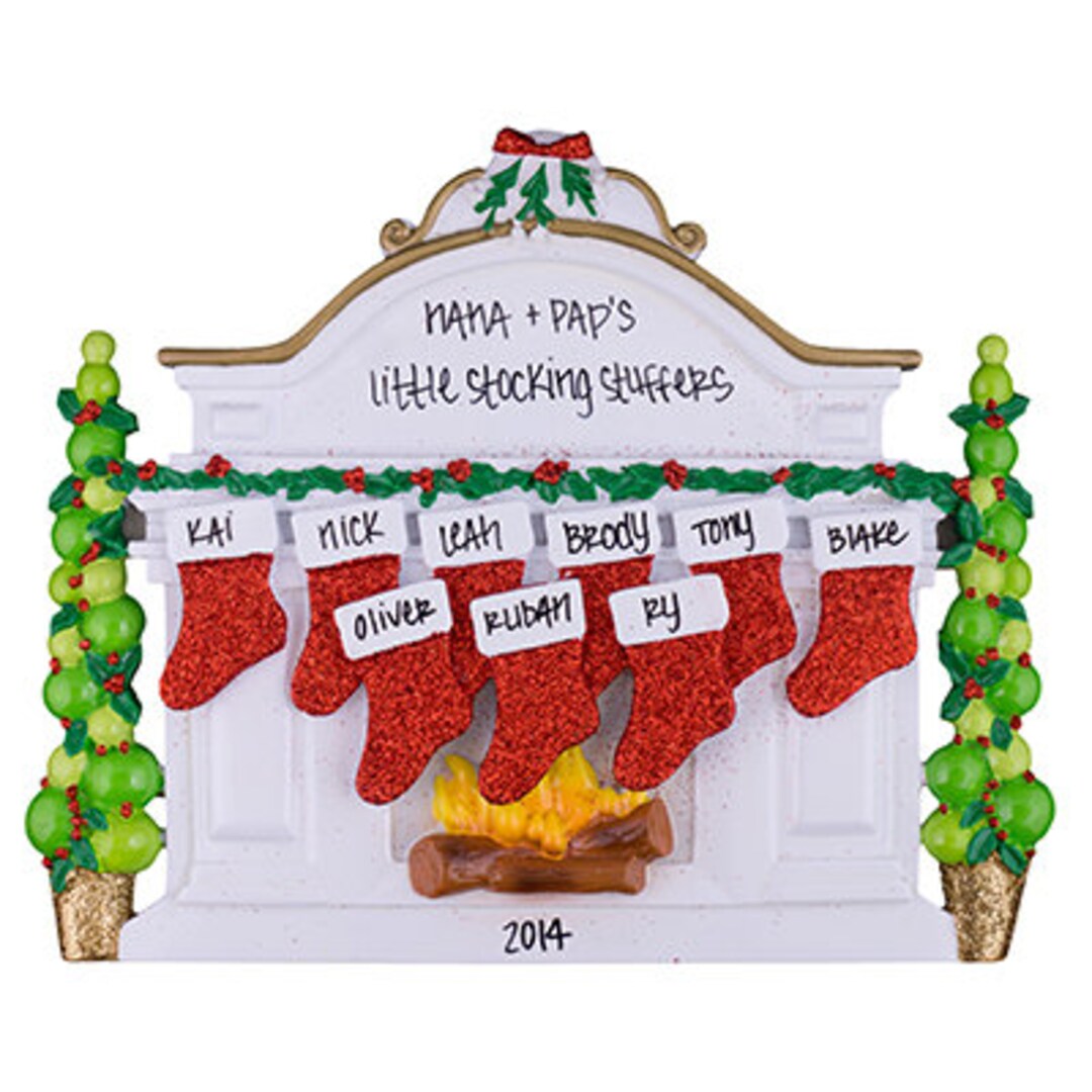 Personalised Stockings Ornament, Family of 9 Ornament, Mini Red ...