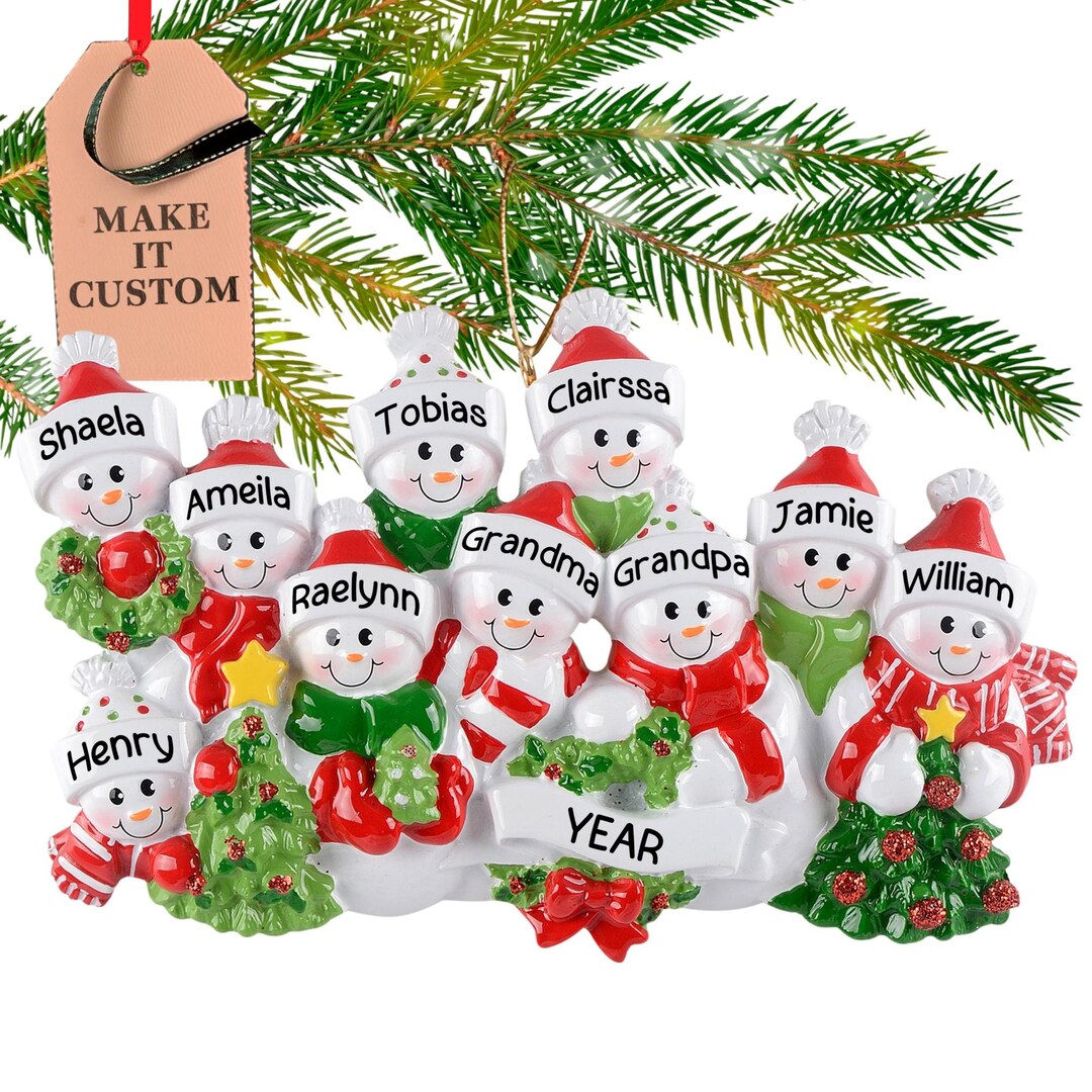 Personalized Snowman Family of 10, Custom Snow Family Christmas ...
