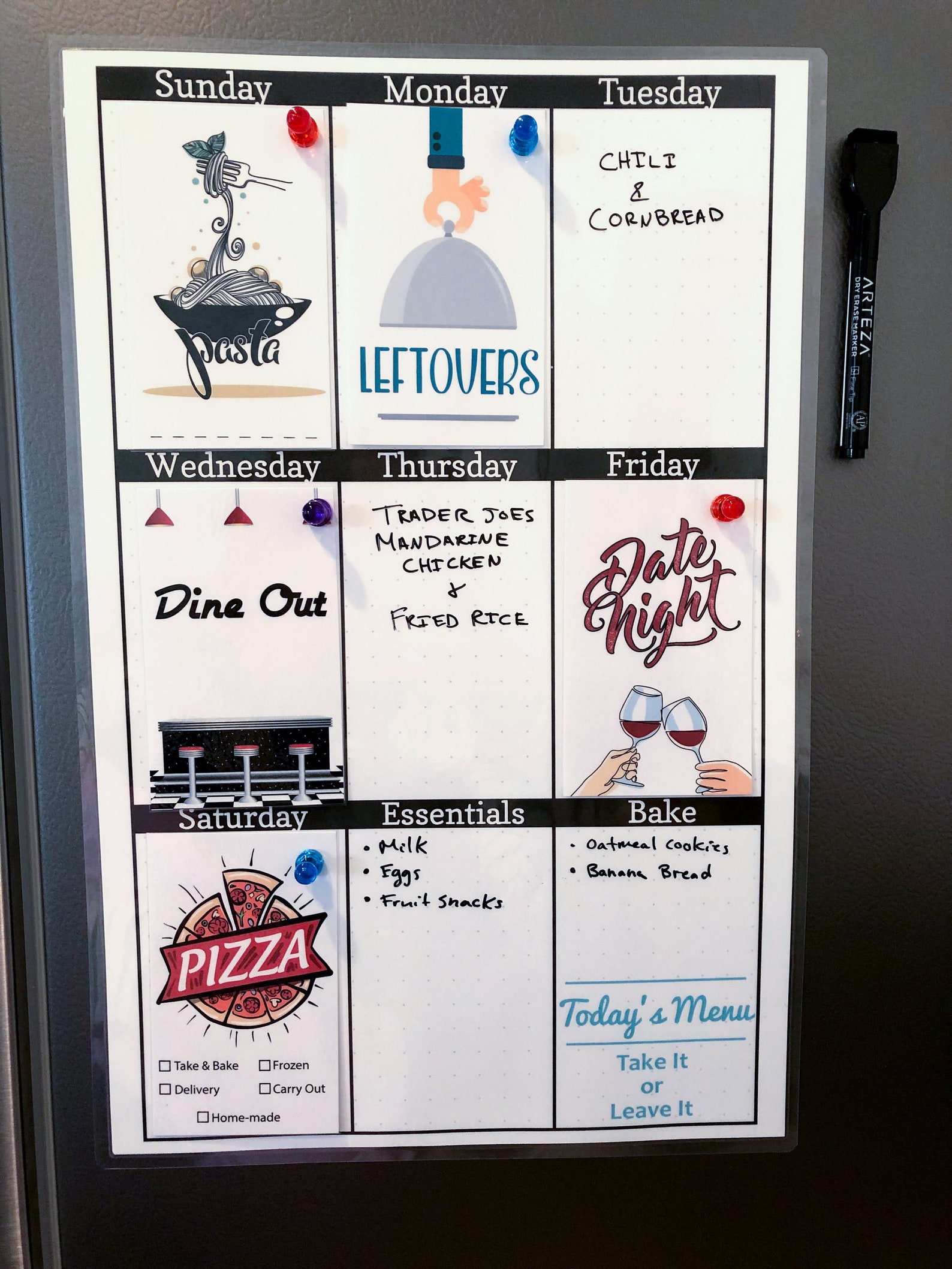 Meal Planner, Whiteboard Meal Planner, Dry Erase Meal Planner, Reusable ...