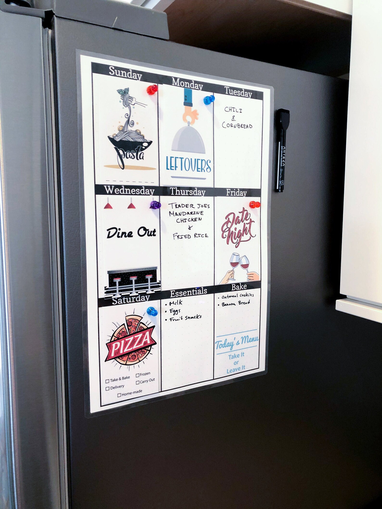 Meal Planner, Whiteboard Meal Planner, Dry Erase Meal Planner, Reusable ...