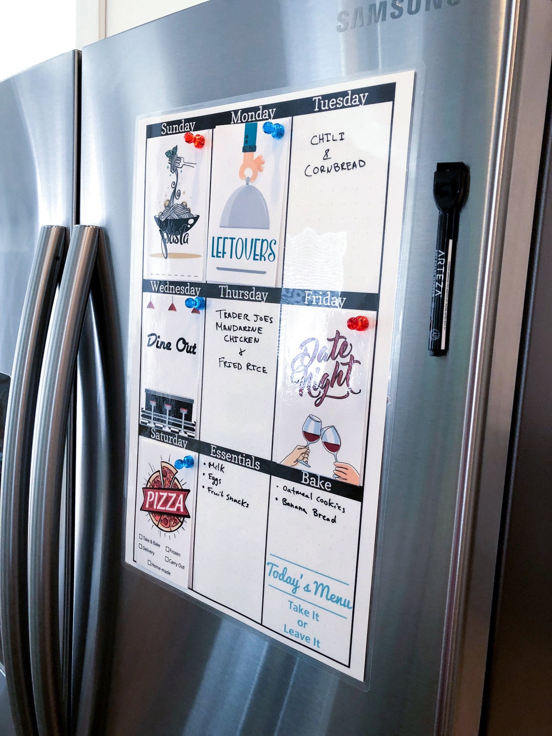 Meal Planner, Whiteboard Meal Planner, Dry Erase Meal Planner, Reusable ...