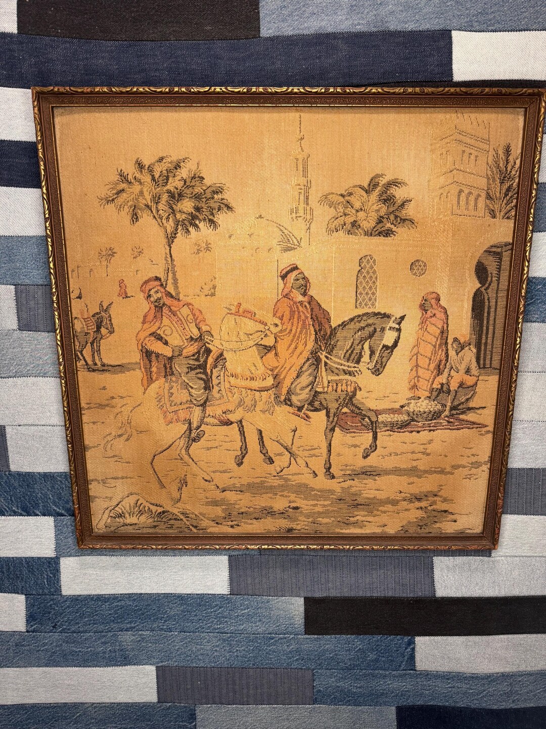 Antique Middle Eastern Framed Tapestry Wall Art Camels - Etsy