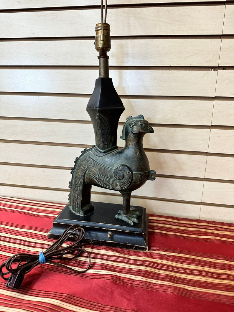 Vintage MCM Brutalist Bronze Armored Chicken Table Lamp Home Decor - Etsy