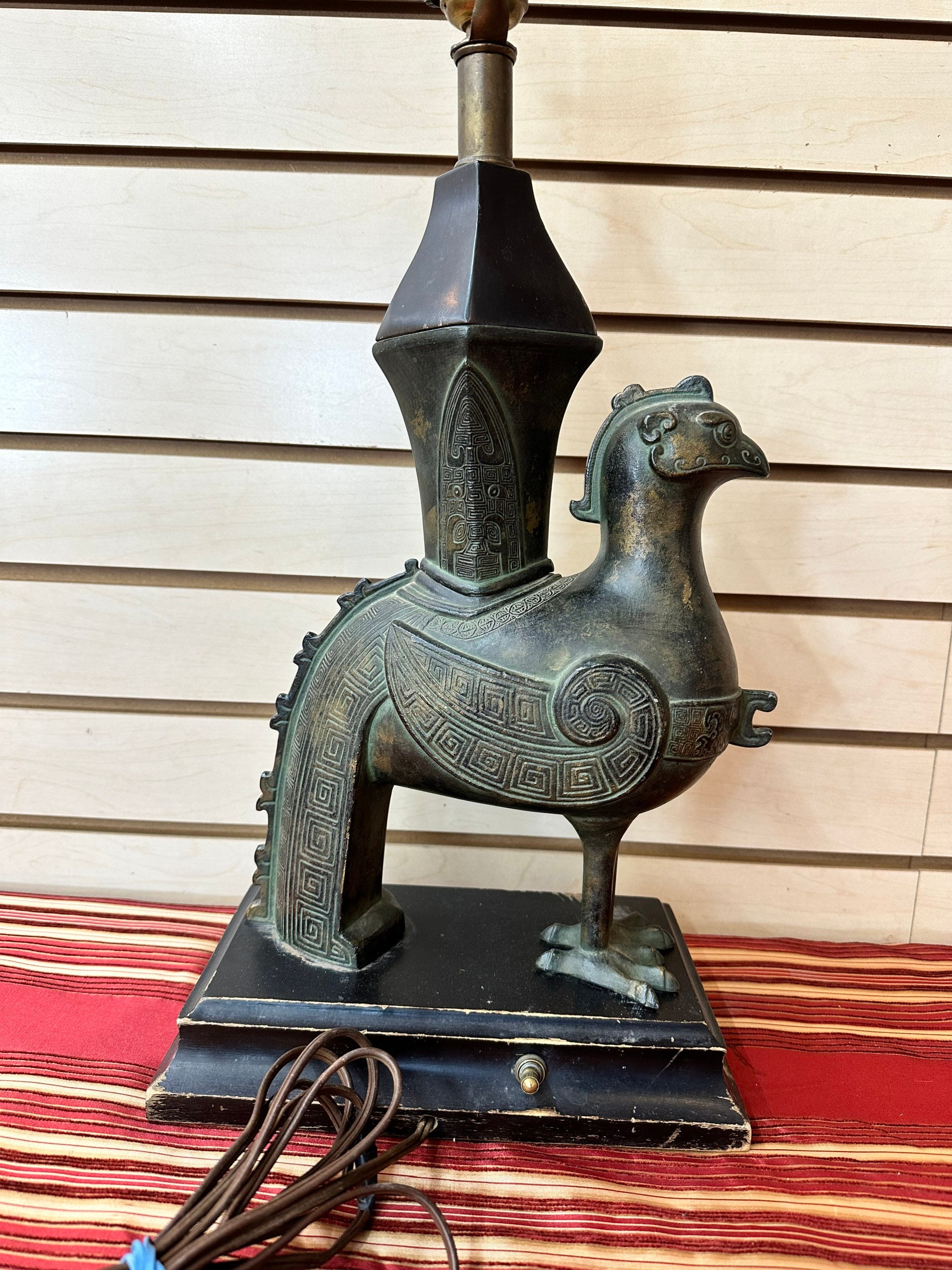 Vintage MCM Brutalist Bronze Armored Chicken Table Lamp Home Decor - Etsy