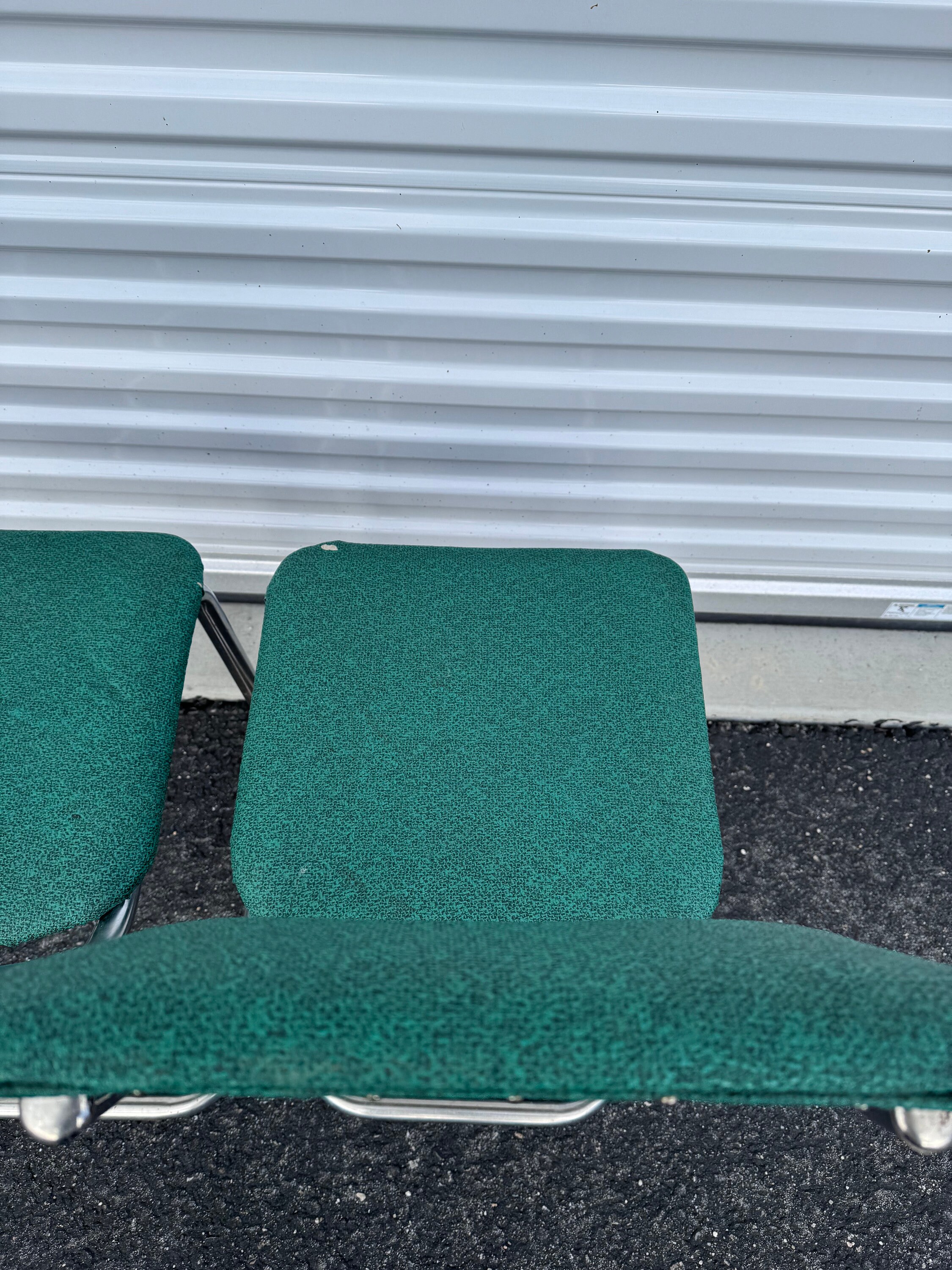 Vintage MCM Retro Tubular Chrome Cantilever Green Vinyl Upholstered ...