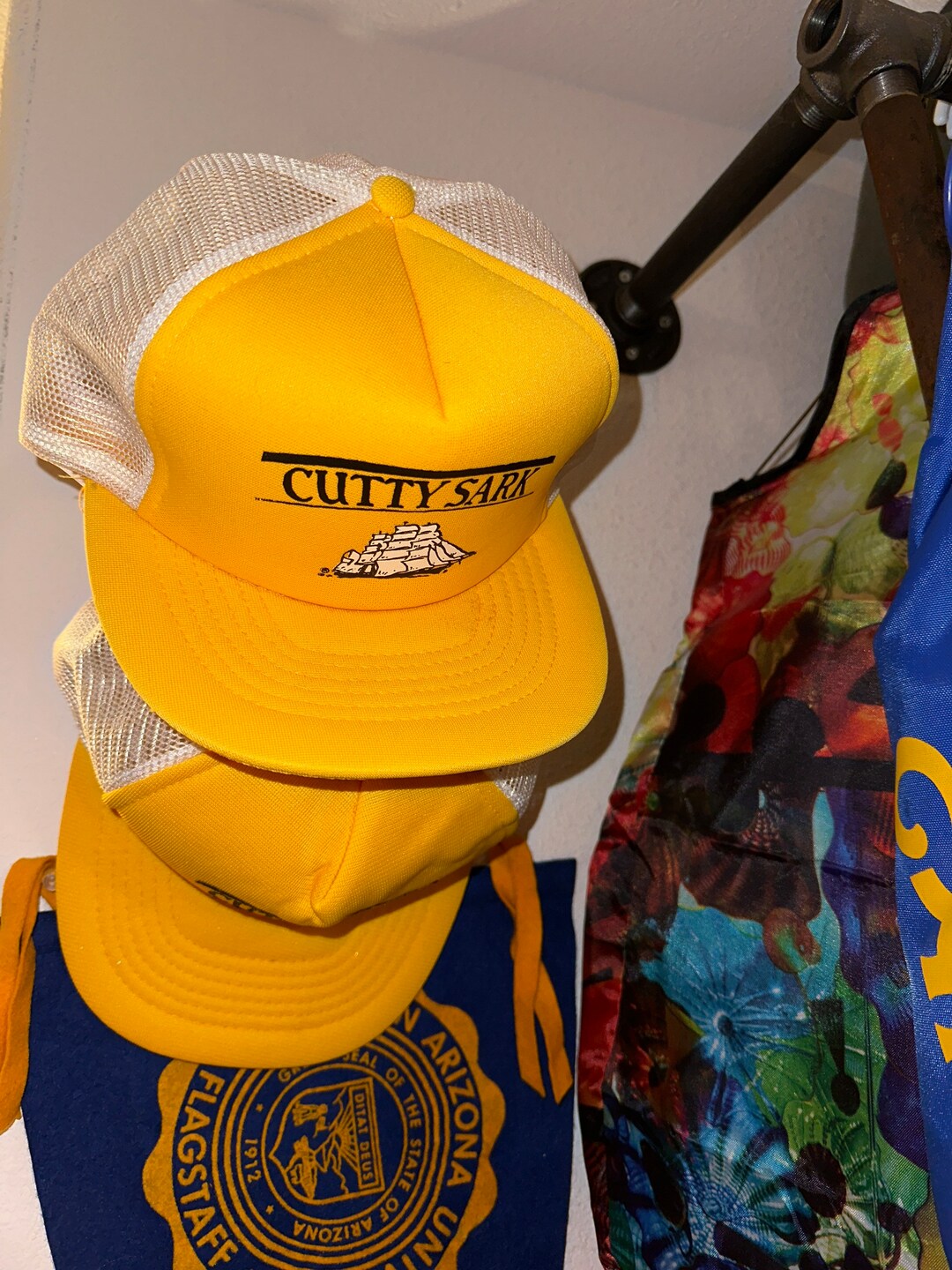 Lot of 2 Cutty Sark Liquor Alcohol Advertising Trucker Hats Yellow ...