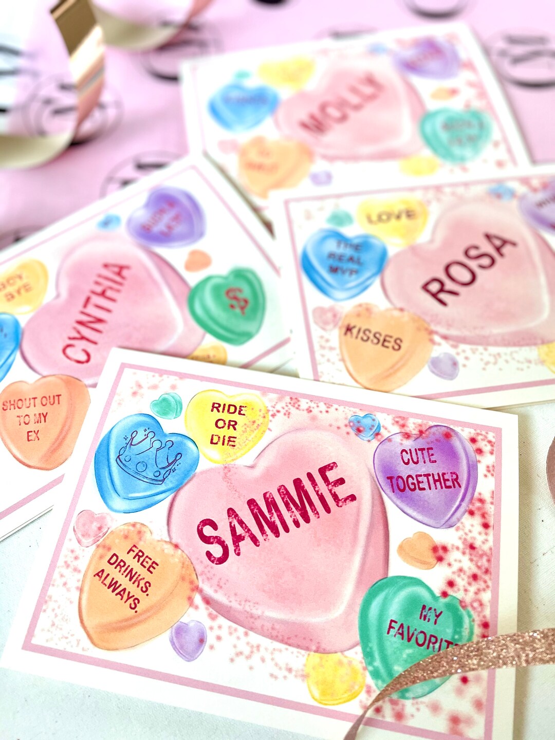 Custom Candy Heart Card - Etsy