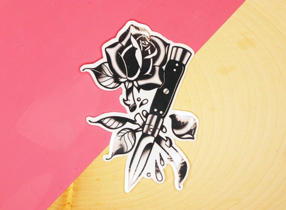 switchblade sticker goth sticker neotraditional tattoo sticker ...