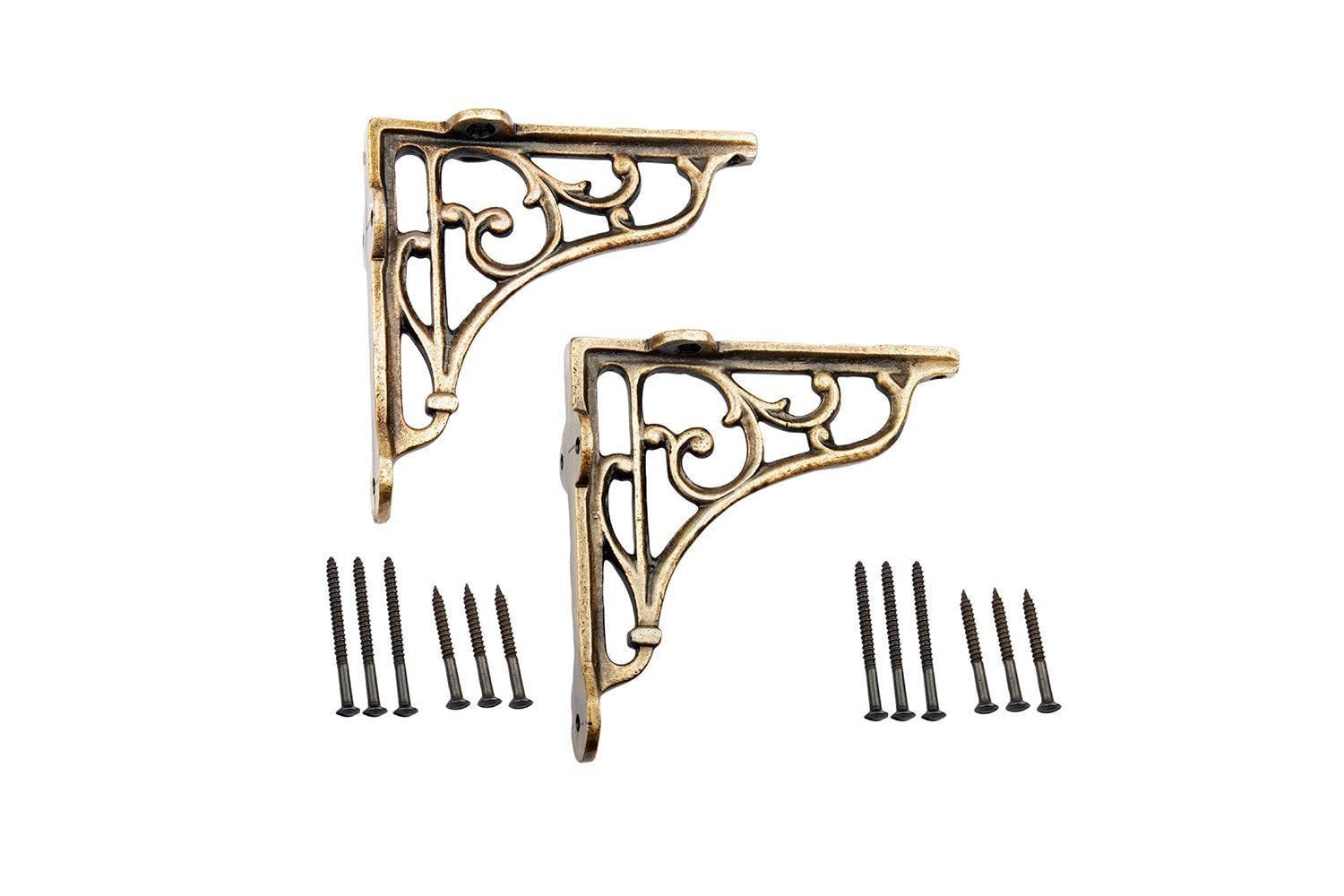 Classic Victorian Scroll Shelf Brackets - Pair in Antique Brass 6x6 ...