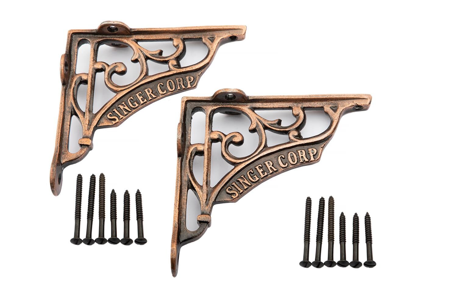 Pair of Shelf Brackets Singer Corp Antique Copper - 5'' - Etsy