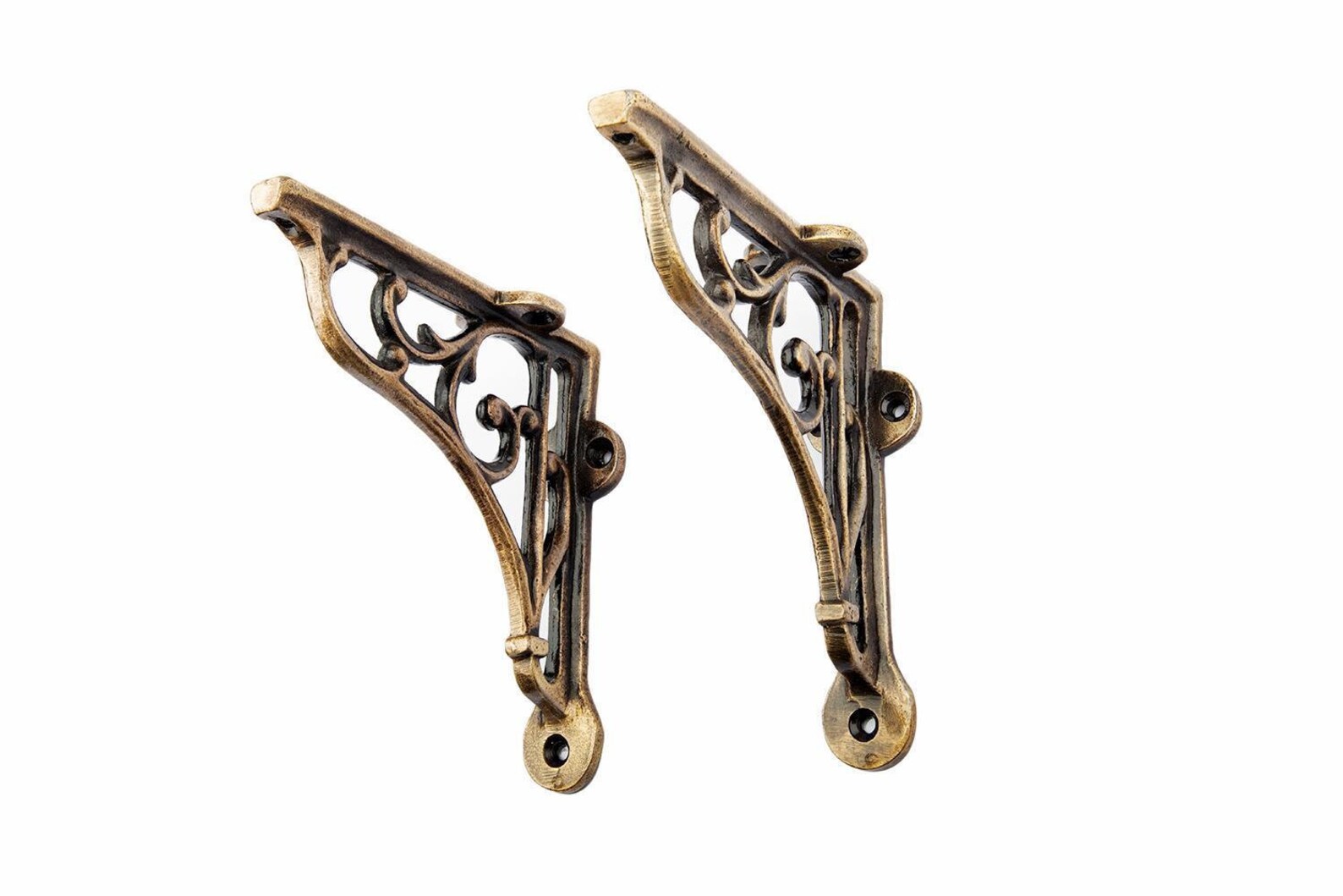Classic Victorian Scroll Shelf Brackets - Pair in Antique Brass 6x6 ...