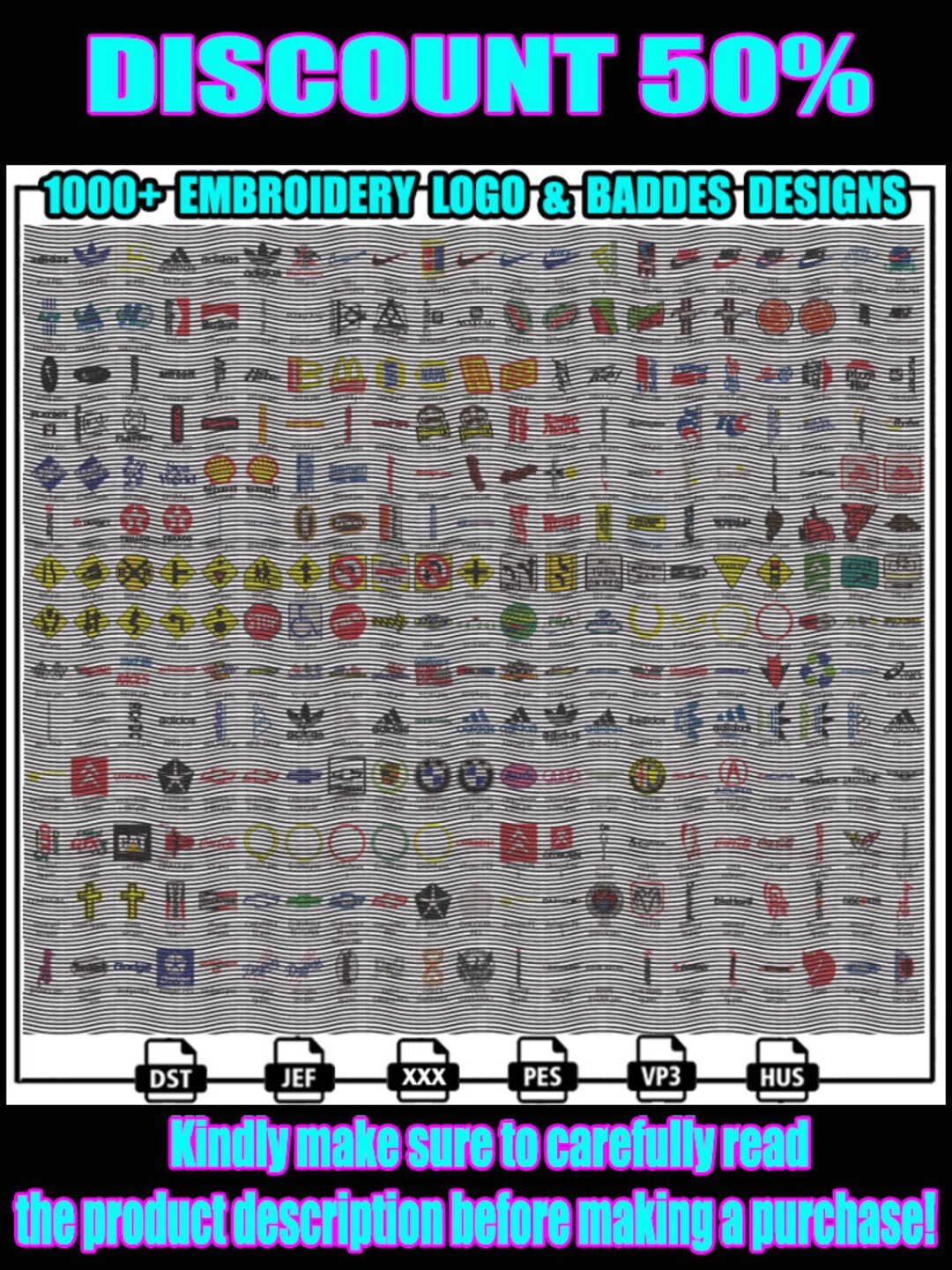 1000 Logos & Badges Embroidery Design Bundle, Fashion Brand Embroidery ...