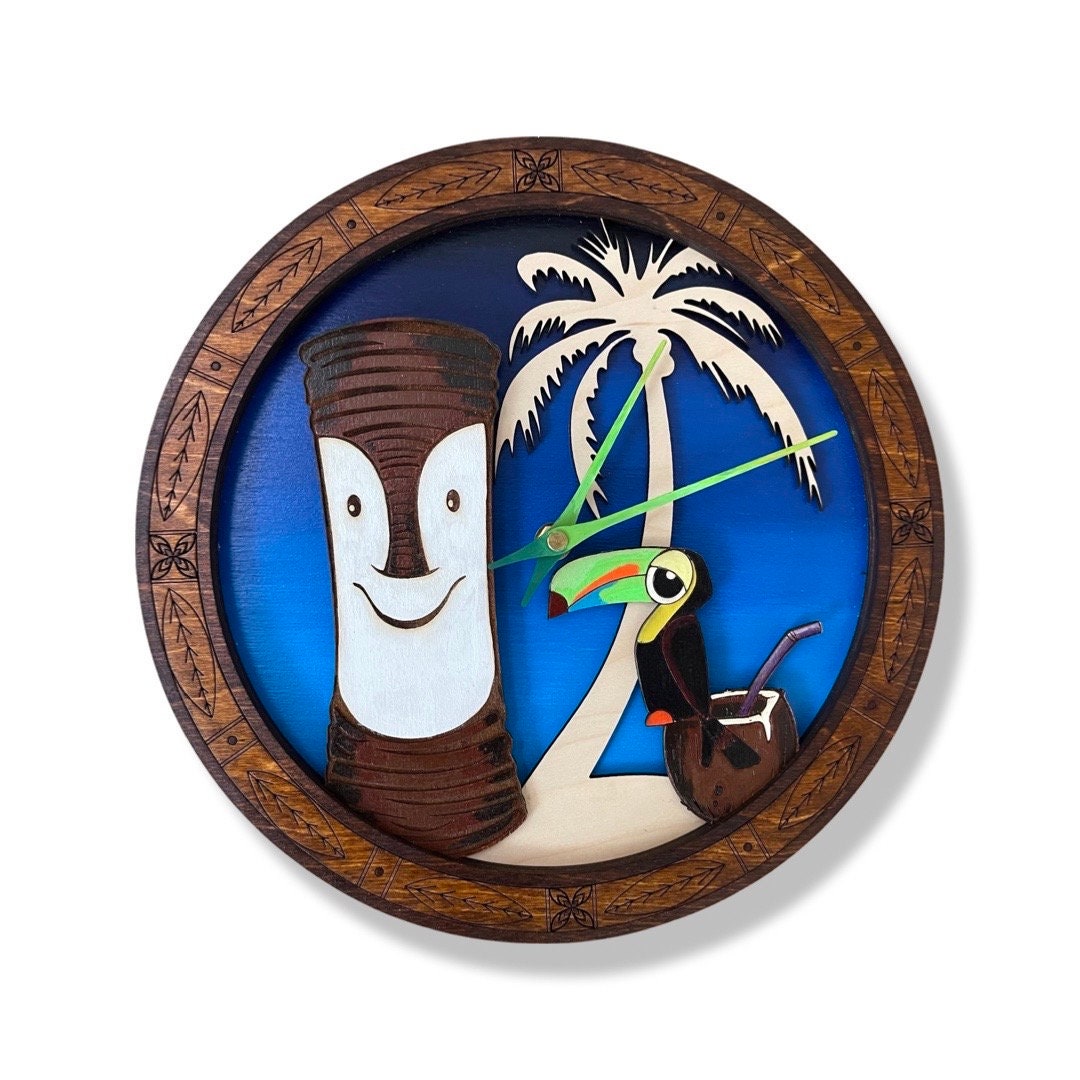 Tiki Bob Hawaiian Wall Clock - Etsy