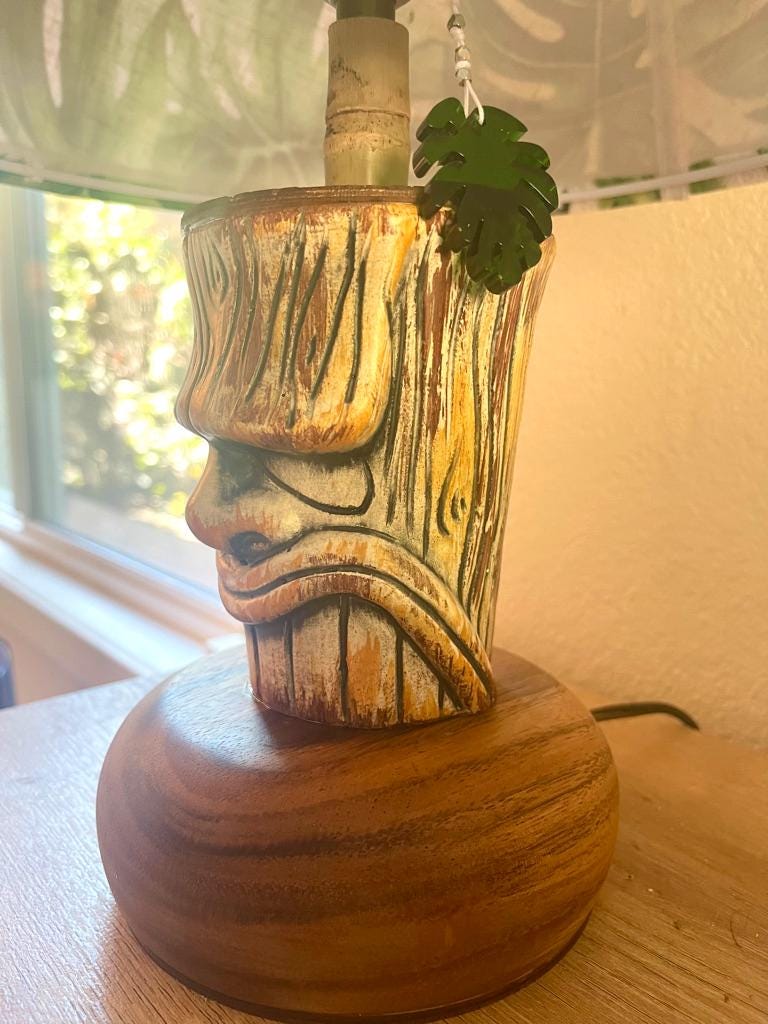 Tree Trunk Tiki Lamp - Etsy
